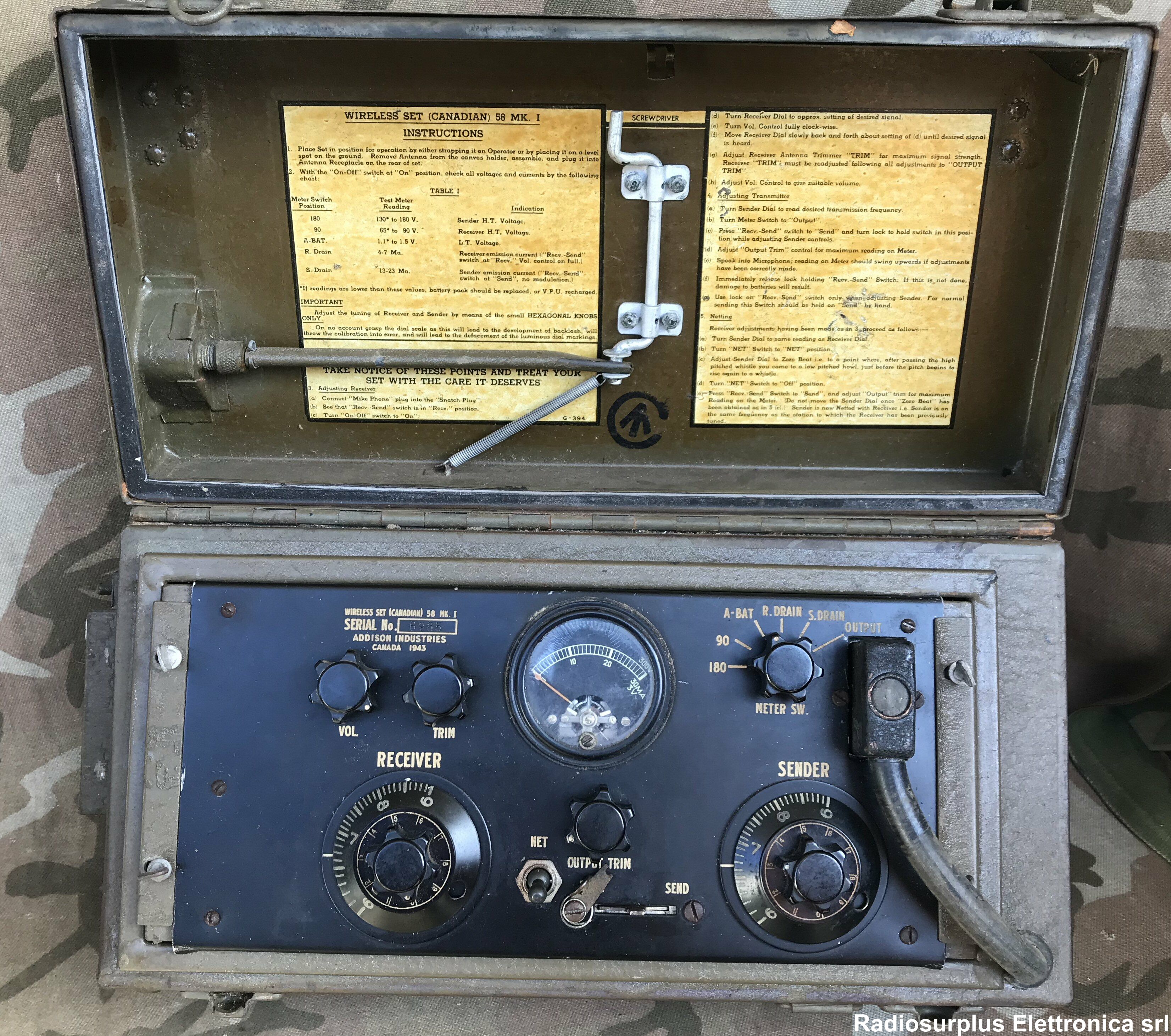 WIRELESS SET (canadian) 58 MK.1 Ricetrasmettitore spalleggiabile del ...